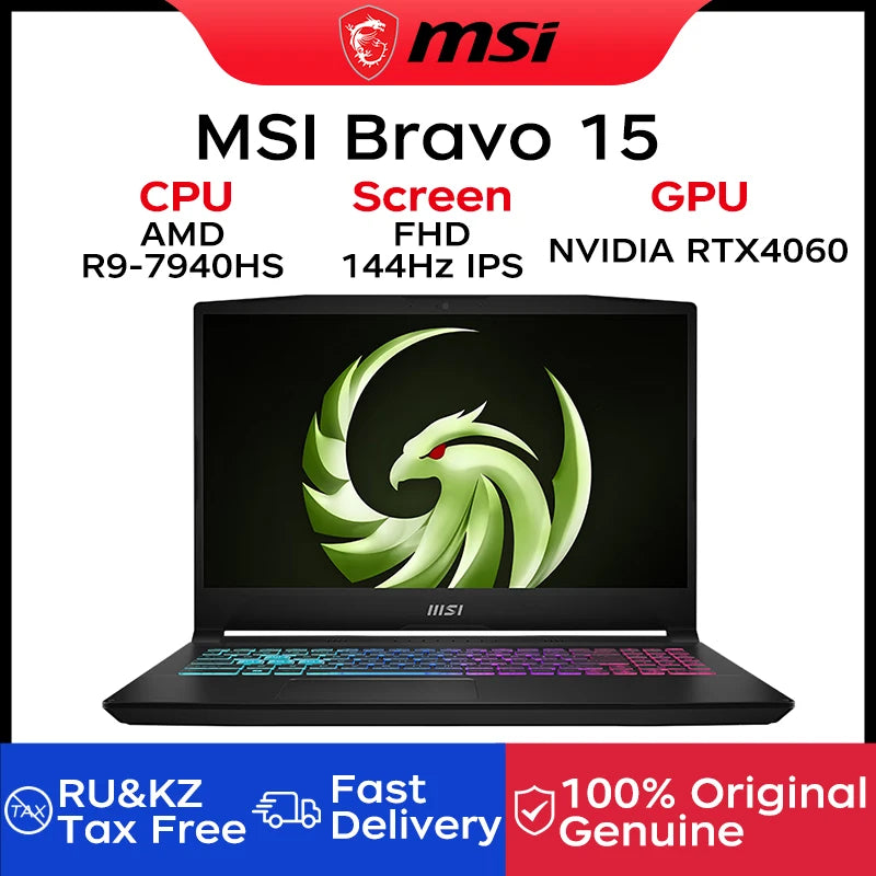 2024 MSI Bravo 15 Gaming Laptop 15.6 Inch FHD 144Hz IPS Screen Noteboo
